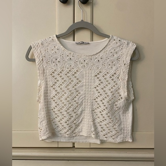 Zara | Tops | Zara Top White With Pattern Cutouts | Poshmark